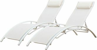 Happy Garden Happy Garden - 2er Set Liegestühle galapagos aus weißem Textilene - weißes Aluminium