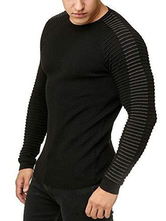 Red Bridge Hommes Pull en Tricot Manche Longue Nervuré Effets Basic Sweater