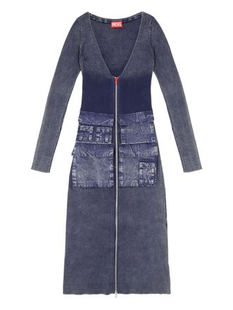Diesel robe côtelée à poches zippées - Bleu