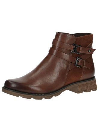 Caprice Damen Stiefeletten ohne Absatz Airmotion aus Leder Flach Weite G, Braun (Cognac Comb), 40.5 EU