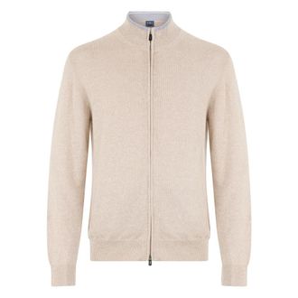 Fedeli Homme, Pulls, Beige, Taille: L Cardigan &eacute;l&eacute;gant avec fermeture &eacute;clair et manches longues