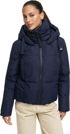 Marikoo Damen Winterjacke (XS-XXL) - gesteppt, mit Kapuze, innen Fleecefutter - N086 - Navy Gr&ouml;&szlig;e XL - Gr.XL