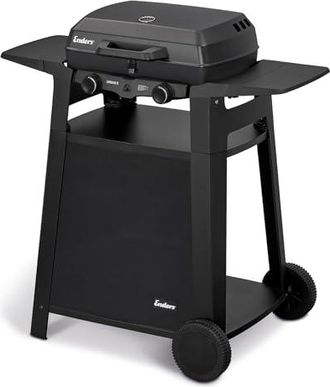 Enders Urban II Trolley, Tischgrill mit Trolley, Grillen-, Kochen- und Backen Funktion, 2 Brenner Edelstahl, mit Grill-Thermometer, Balkon-, Camping-Grill, A