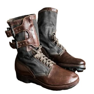 Minetom Herren Western Cowboy Stiefel Stiefeletten Reiterstiefel Vintage Combat Boots Stiefel Biker Boots Mit Blockabsat D Grau 42 EU