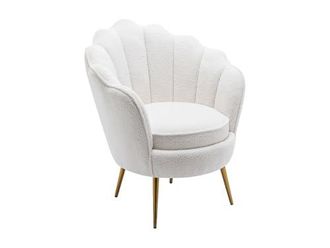 Vente-Unique Fauteuil Coquillage en Tissu Bouclette Blanc LALEA