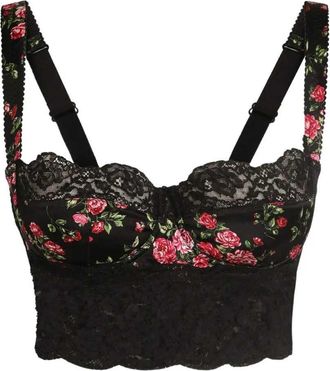 Dolce & Gabbana Soutien-gorge balconnet en satin imprim&eacute; et dentelle