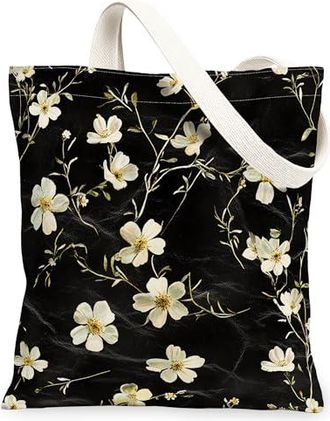 Generic Sac fourre-tout en toile motif primev&egrave;res printani&egrave;res 33 x 38 cm, sac d&eacute;picerie r&eacute;utilisable vintage pour femme, motif floral de voyage, d&eacute;coration c