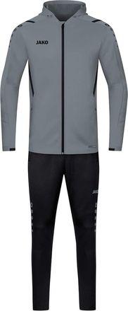 Jako Kinder Trainingsanzug Challenge mit Kapuze, Steingrau/Schwarz, 140