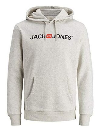 Jack & Jones Jjecorp Sweat &agrave; Capuche avec Logo Noos pour Homme, Blanc-Gris, XXL (EU)