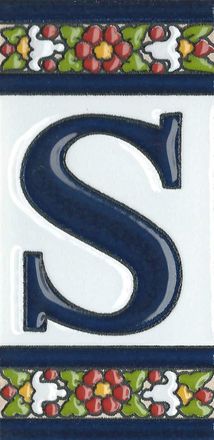 Generic Keramik-Fliesen mit Buchstaben und Rahmen, spanisches Blumenmuster, Buchstabe S