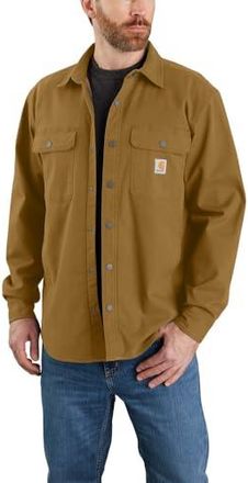 Carhartt Work in Progress Rugged Flex Chemise en toile doubl&eacute;e polaire pour homme Coupe d&eacute;contract&eacute;e, Marron ch&ecirc;ne, Taille S