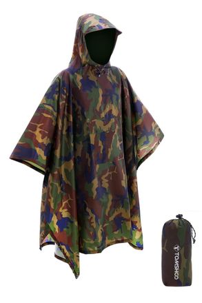 Tomshoo Regenponcho Regenjacke Unisex, 3 in 1 Mehrzweck Regenmantel Camping Zelt und Decke mit Aufbewahrungstasche, L&auml;ngere Krempe Regencape Wasserdicht f&uuml;r C