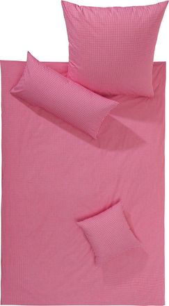 Lorena Bettw&auml;sche Flanell buntgewebt rot-wei&szlig; Gr&ouml;&szlig;e 135x200 cm (80x80 cm)