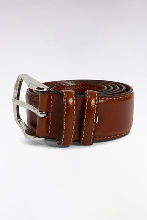 Eden Park Ceinture En Cuir Lisse Marron À Double Passants