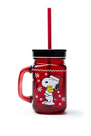 Excelsa Mug avec paille Peanuts, 0,5 l, verre 64693