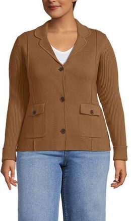 Lands End Baumwoll-Blazer DRIFTER, Damen, Gr&ouml;&szlig;e:52-54 plus, Beige, Baumwolle, by Lands End