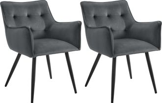 Woltu Esszimmerstühle 2er-Set, Sessel, Küchenstuhl, Polsterstuhl, Stuhl mit Armlehnen Rückenlehne, Wohnzimmerstuhl mit Samtbezug, Metallbeine, für Esszimmer