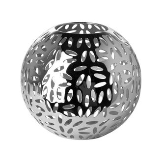 Fink kleines Windlicht Ø 17 cm silberfarbenes Kugel-Stimmungslicht für Teelichter