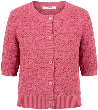 bianca Strickjacke RONA in modischem Ajourmuster in Trendfarbe raspberry