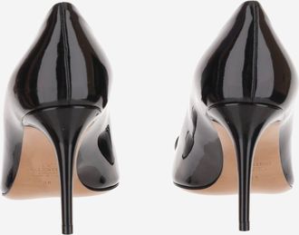 Valentino Garavani Womens Leather Pumps With Logo Detail Black