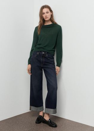 Mango Drapierter Strickpullover mit drapiertem Kragen dunkelgrün - Damen - XS - MANGO