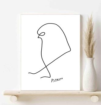 Generic Wandkunst-Dekoration, Picasso gezeichnete Linien, Zeichnung, Leinwand, Poster, ungerahmt, Gr&ouml;&szlig;e 20 x 30 cm (Picasso Peinguins zeichnen Picasso Peingui