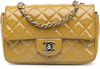 Chanel Hobo Bags - Mini Rectangular Classic Patent Single Flap - Gr. unisize - in Gelb - f&uuml;r Damen