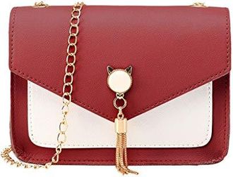 Generic Sac à bandoulière - Petit sac pour téléphone portable - Avec franges - Sac à déjeuner avec bandoulière, Rouge, Taille unique