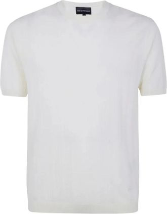 Emporio Armani Homme, Pulls, Beige, Taille: L Maglia girocollo Maniche corte Profili a coste