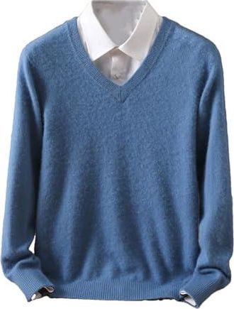 Generic Pull en Cachemire De Vison pour Hommes, Tricot De Grande Taille, Manches Longues, Col en V, Hiver