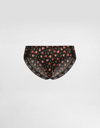 Dolce & Gabbana Slip Aus Satin Und Spitze Mit R&ouml;schen-print - Frau Unterw&auml;sche Mehrfarbig 2
