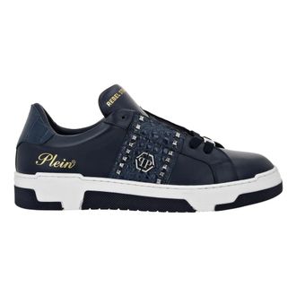 Philipp Plein unisex, Chaussures, Bleu, Taille: 41 EU Low Top Baskets Mix Strass Cocco
