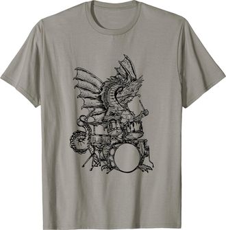 Seembo Drache spielt Trommeln Lustiger Schlagzeuger Cool Animal Rock Musiker T-Shirt