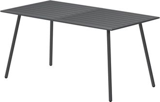 OUTSUNNY Table &agrave; manger de jardin 6 personnes dim. 150 x 80 x 74 cm plateau &agrave; lattes acier &eacute;poxy gris