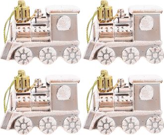 Garneck 4 St&uuml;ck Weihnachtsbaum Auto Anh&auml;nger aus Kunststoff Kleine Zug Deko In Champagnergold Festliche H&auml;ngedeko f&uuml;r Weihnachten und Party