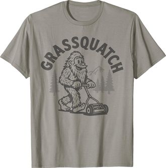 Giant Step Design Co. Grassquatch! Mowing Funny Dad Bigfoot Sasquatch Graphic T-Shirt