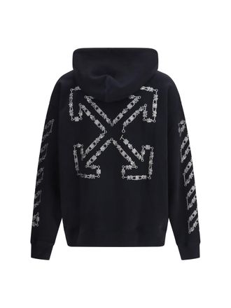 Off-white Mens Chain Araldic Arrow Skate Hoodie Black Cotton Sweatshirts Sweater