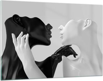 Arttor Wandbilder Dekoration Wohnzimmer Schwarz Weiß Statue Bilder auf Glas 120x80cm Glasbild Schlafzimmer Küche Deko Wand Kunstdruck Art Groß XXL Wanddeko B
