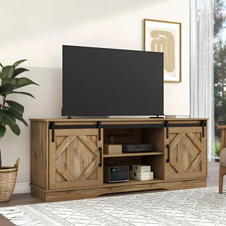 Generic TV Schrank Lowboard Sideboard Entertainment Center mit Schiebetueren und verstellbaren Regalen Medienkonsole mit Stabiler Rahmenstruktur grosser Tragk