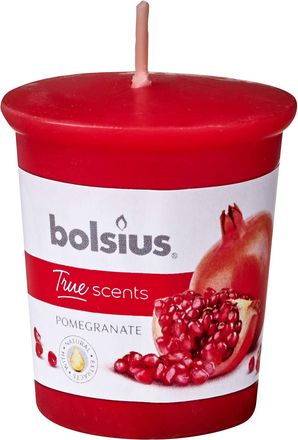 Bolsius Bolsius True Scents Votiv-Mockel - Granatapfel-Duft - Farbe Rot - lange Lebensdauer von 15 Stunden - Dekorative Kerze - natürliche Extrakte - 5,3 x 4,