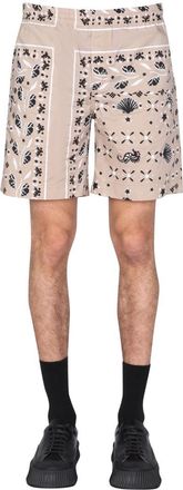 Msgm Paisley Pattern Cotton Bermudas - Beige