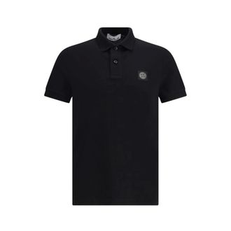 Stone Island Homme, Tops, Noir, Taille: M Polo avec Patch Monogramme Style Classique