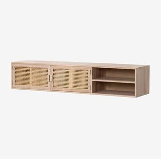 Sklum Sklum - Meuble tv mural 150x35 cm en bois Ralik Marron Bois Naturel
