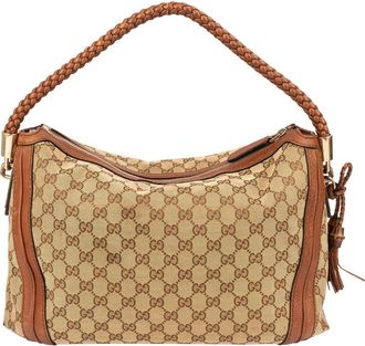Gucci Crossbody Bags - Gucci GG Monogram Bamboo Handbag - Gr. unisize - in Braun - f&uuml;r Damen