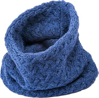 Aran Woollen Mills Irischer Schal mit Zopfmuster f&uuml;r Damen, superweiche Merinowolle, hergestellt in Irland, Einheitsgr&ouml;&szlig;e,Tinte