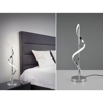 Reality Große LED Tischleuchte ISABEL Spirale in Chrom, Höhe 56cm