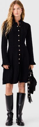 Maje Robe Courte En Maille Avec Boutons - Noir - 34 - Maje