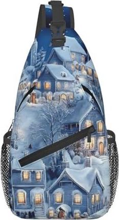 Generic Sac &agrave; dos 3D de No&euml;l, ville de neige, pays des merveilles, sac &agrave; bandouli&egrave;re, sac &agrave; dos de voyage, sac &agrave; dos &agrave; bandouli&egrave;re pour homme