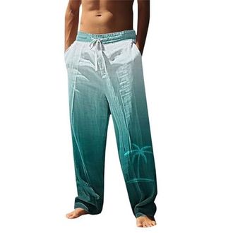 Generic Pantalon ample en lin l&eacute;ger pour homme - Pantalon cargo en lin - Pantalon de d&eacute;tente avec poches - Pantalon sarouel - Pantalon de jogging de sport - P