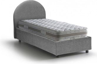 Talamo Italia Einzelbett Emma, Containerbett mit Stoffbespannung, 100% Made in Italy, Front&ouml;ffnung, inklusive Matratze 80x190 cm, Grau - Talamo Italia
